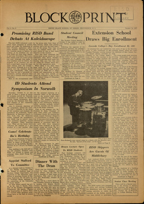 "Blockprint October 14, 1957" by Students of RISD and RISD Archives