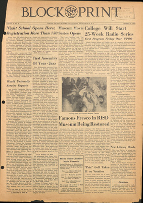 "Blockprint October 10, 1955" by Students of RISD and RISD Archives