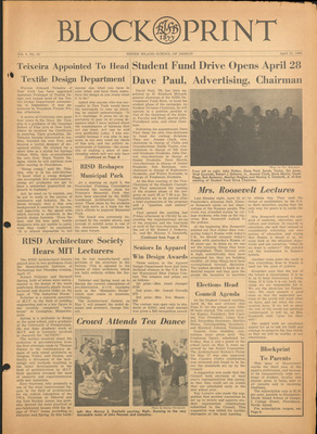 "Blockprint April 21, 1958" by Students of RISD and RISD Archives