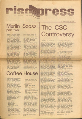 "RISD press March 2, 1973" by Students of RISD and RISD Archives